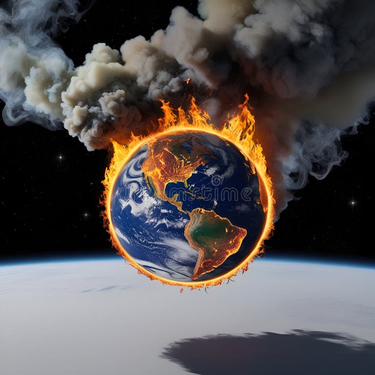 Earth Burning, Globe Burning, Global Warming Problem Concept, Copy ...