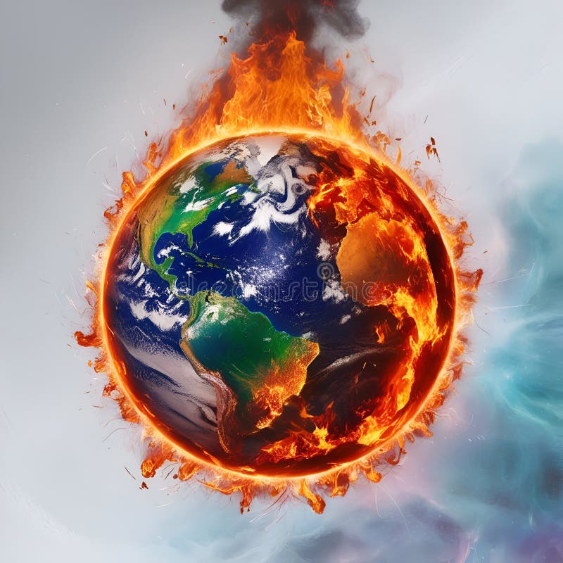 Burning Earth, Globe Burning, Global Warming Problem Concept, Social ...