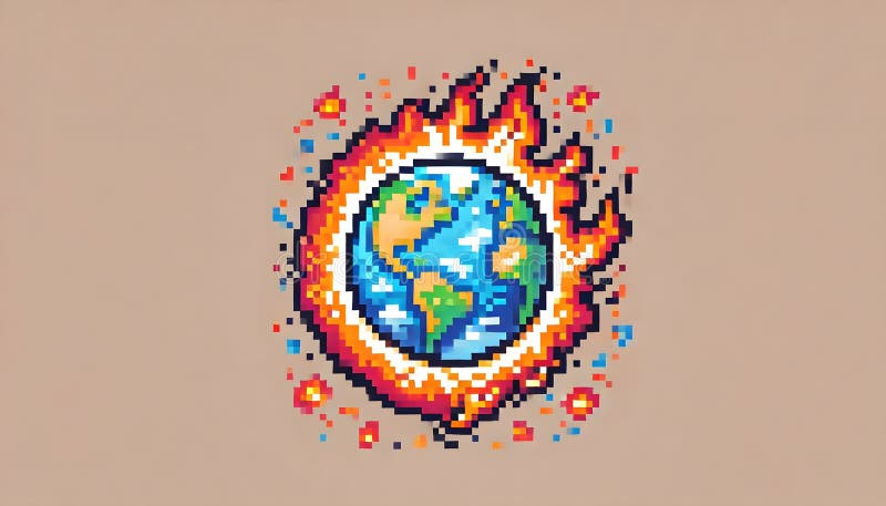 Burning Earth Illustration â€ Symbolic Visual of Global Warming Crisis ...