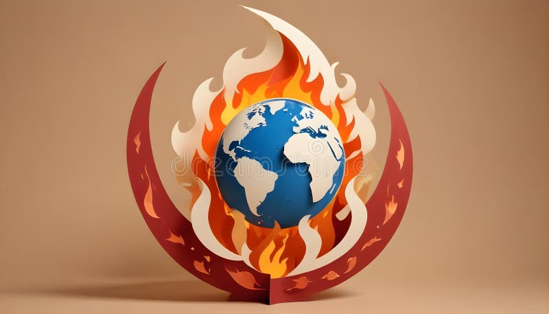 Burning Earth Illustration â€ Symbolic Visual of Global Warming Crisis ...