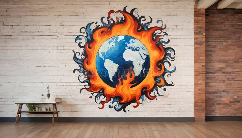 Burning Earth Illustration â€ Symbolic Visual of Global Warming Crisis ...