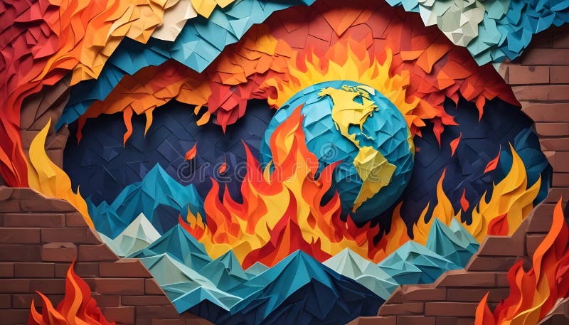 Burning Earth Illustration â€ Symbolic Visual of Global Warming Crisis ...