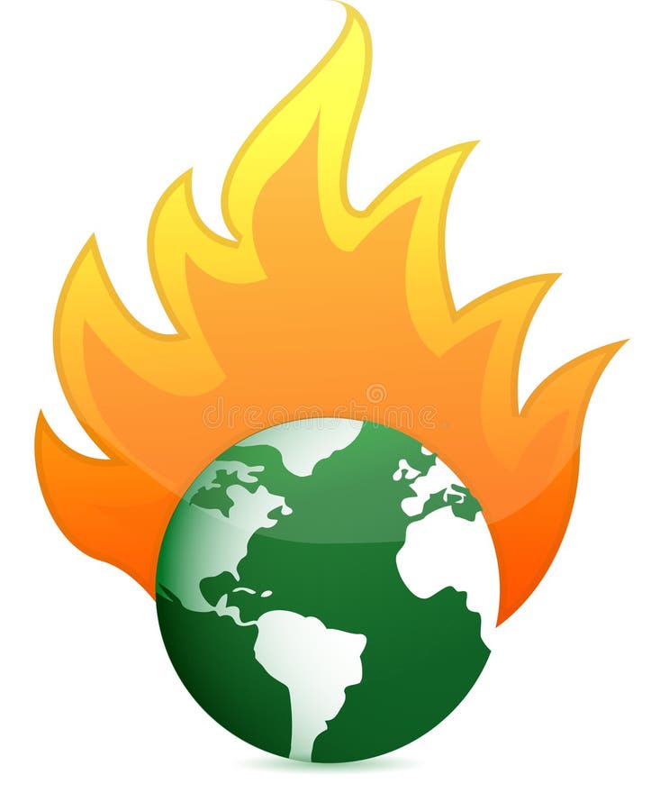 Burning Earth in Flames stock illustration. Illustration of danger ...