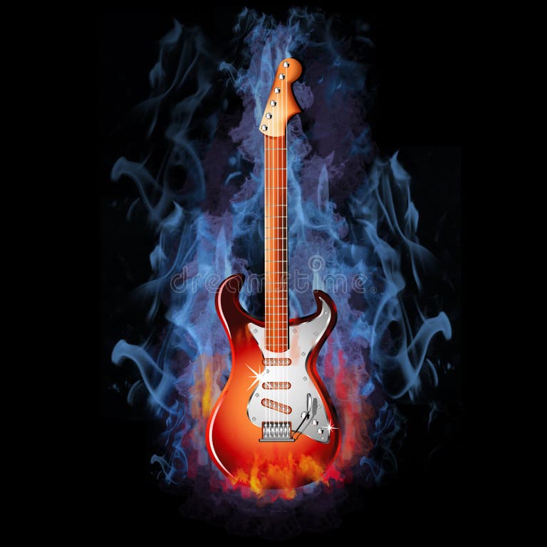 Burning Electric Guitar stock illustration. Illustration of guitar ...