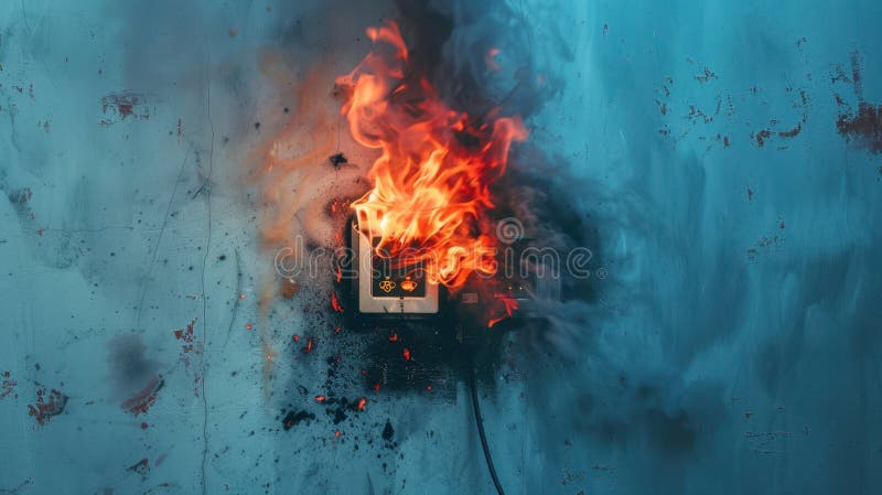 The Burning Electrical Outlet. AI Generated Stock Photo - Image of ...