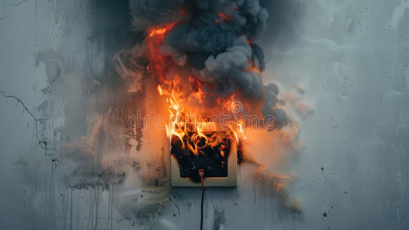 The Burning Electrical Outlet. AI Generated Stock Photo - Image of ...