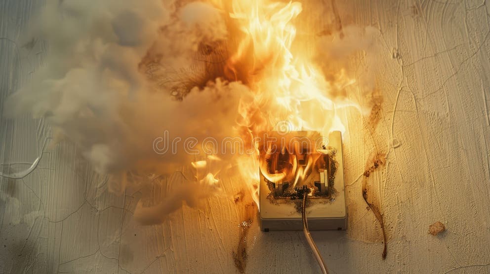 The Burning Electrical Outlet. AI Generated Stock Image - Image of ...