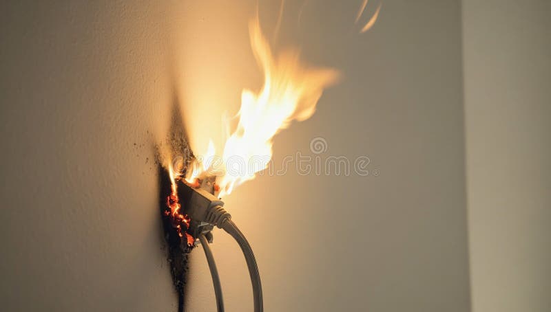 Burning Electrical Outlet Wall Fire Hazard Danger High Quality Image ...