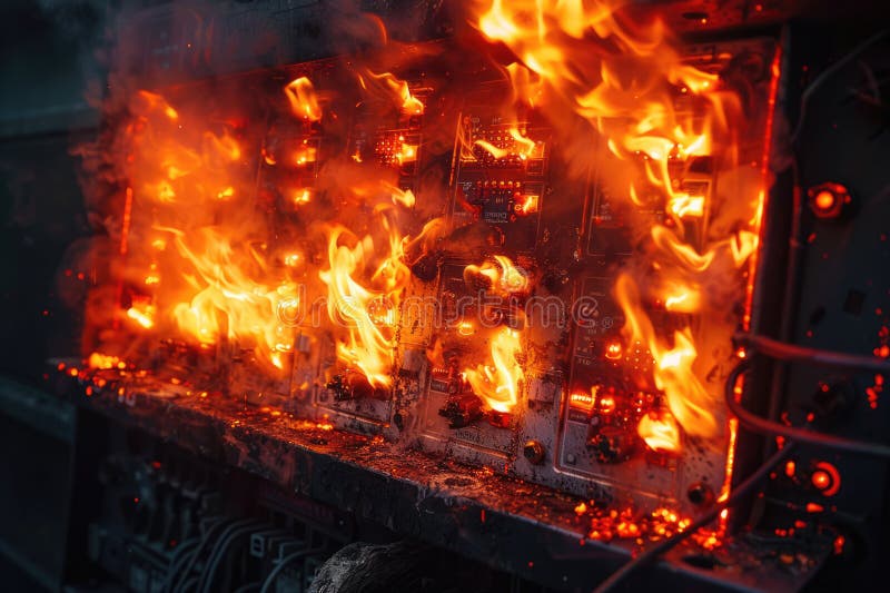 Burning Electrical Panel, Switchboard on Fire after a Short Circuit ...