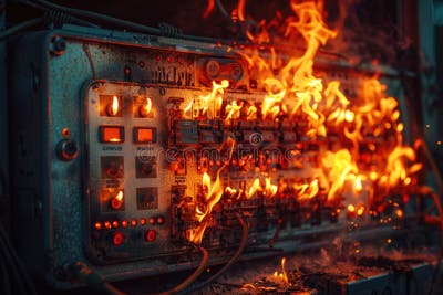 Burning Electrical Panel, Switchboard on Fire after a Short Circuit ...