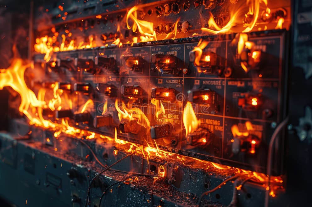 Burning Electrical Panel, Switchboard on Fire after a Short Circuit ...