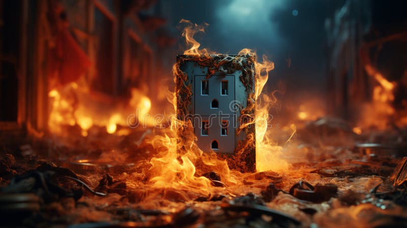 Burning electrical socket stock illustration. Illustration of smoke ...