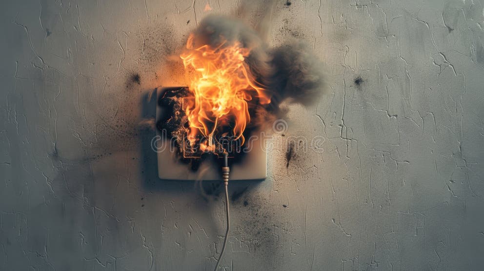 The Burning Electrical Socket.AI Generated Image Stock Image - Image of ...