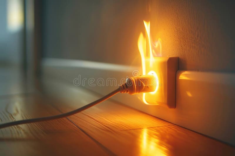 Burning Electrical Socket on the Wall Stock Photo - Image of loss, plug ...