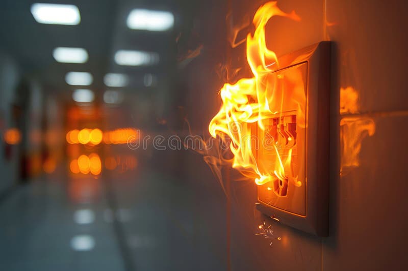 Burning Electrical Socket on the Wall. Electricity Short Circuit Stock ...
