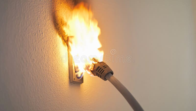 Burning Electrical Wire in Wall Socket Fire Hazard High Quality Image ...
