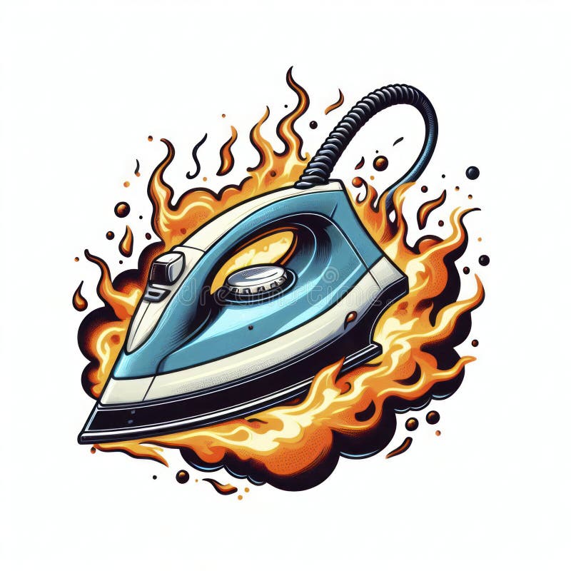 Burning Electro Iron on a White Background. Ai Generative Stock ...