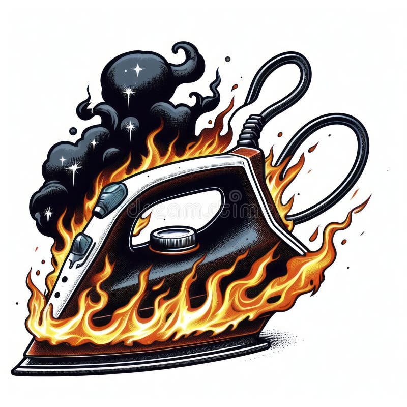 Burning Electro Iron on a White Background. Ai Generative Stock ...