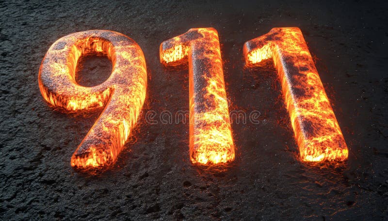Burning 911 Emergency Number on Fire, 3D Illustration of Blazing Hot ...