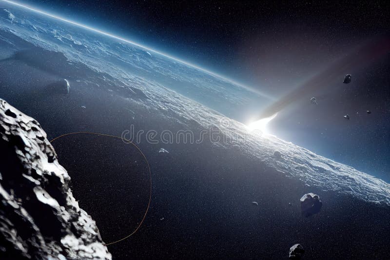 Burning Falling Asteroid and Planet Collision Background Digital ...