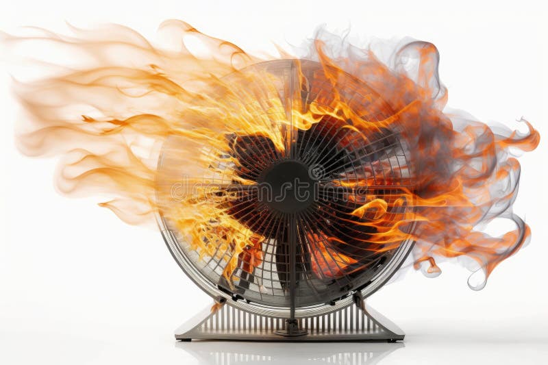 Burning Fan on a White Background. Generative AI Stock Illustration ...