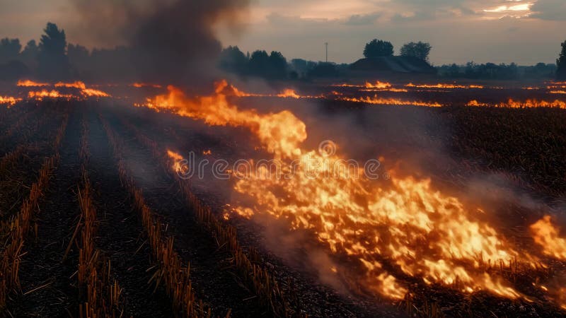 Burning Field stock video. Video of generated, farm - 383506775