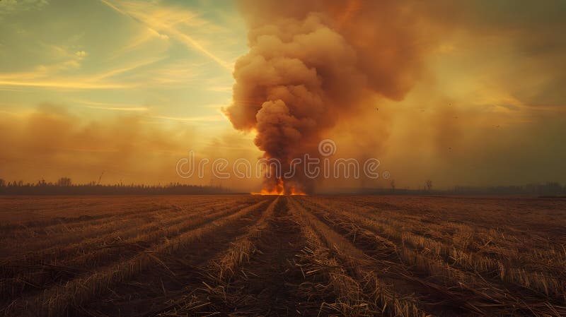 Burning Field Landscape Illustration Stock Illustration - Illustration ...