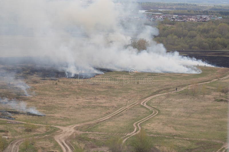 Burning Fields. Ecology Disaster - Wildfire Stock Image - Image of smog ...