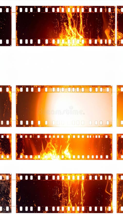 Burning Filmstrips: Orange and Red Fire Texture Stock Illustration ...