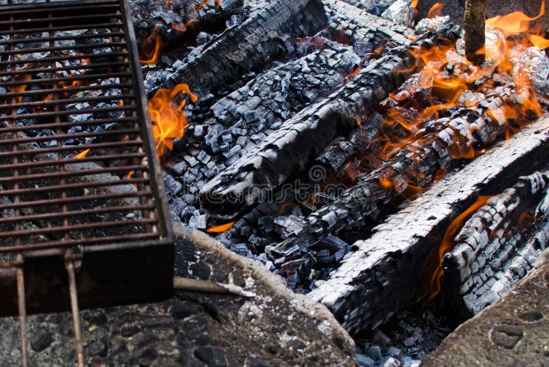 Burning fire for barbecue. stock photo. Image of empty - 61519558