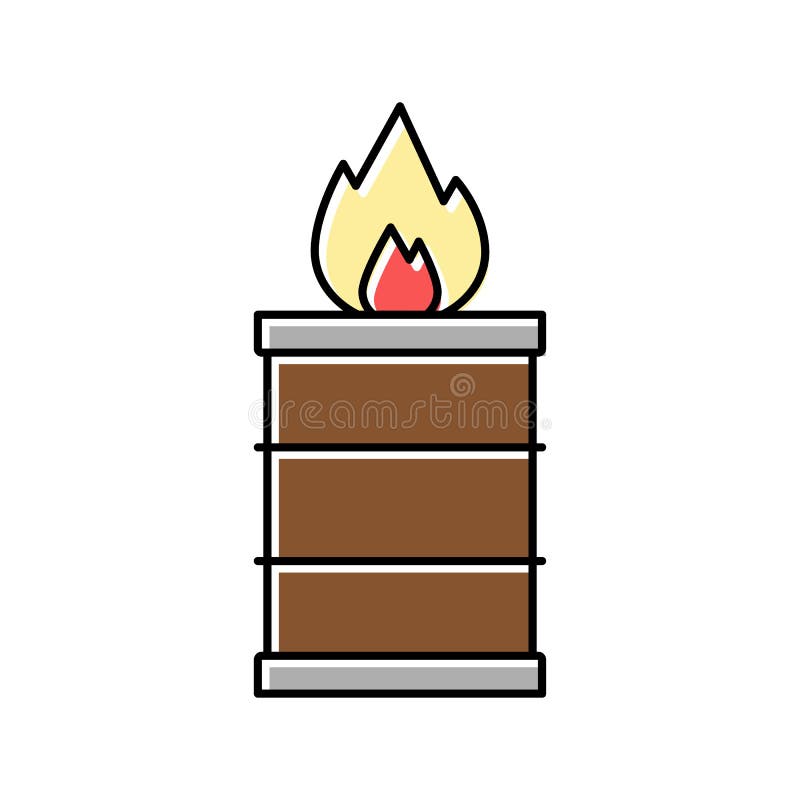 Burning Fire in Barrel Color Icon Vector Illustration Stock Vector ...