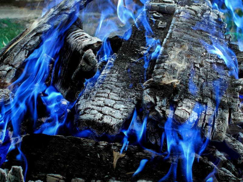 Burning Fire with Blue Flame Stock Image - Image of blue, blazing: 79796037