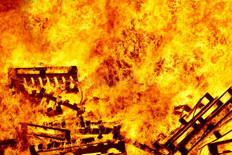 Burning Fire. Bonfire. Fire Fighting and Flame Ignition Stock Image ...