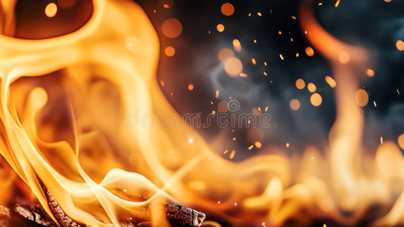 Burning Fire with Bright Orange and Yellow Flames, Glowing Embers ...