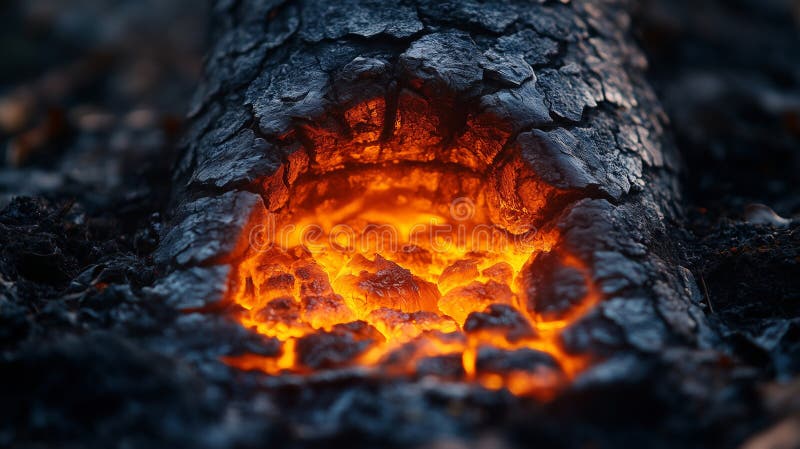 Burning Fire Brings a Hole in the Log. Stock Photo - Image of textured ...
