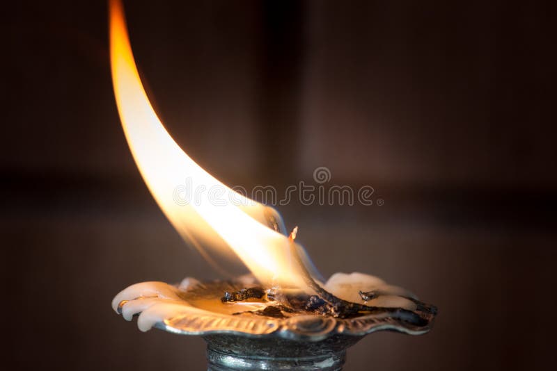 Burning Fire in Candlestick Stock Image - Image of celebration ...