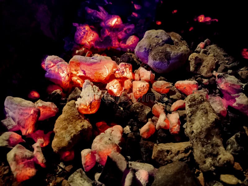 Burning Fire Cinder in the Winter Night Stock Image - Image of burning ...