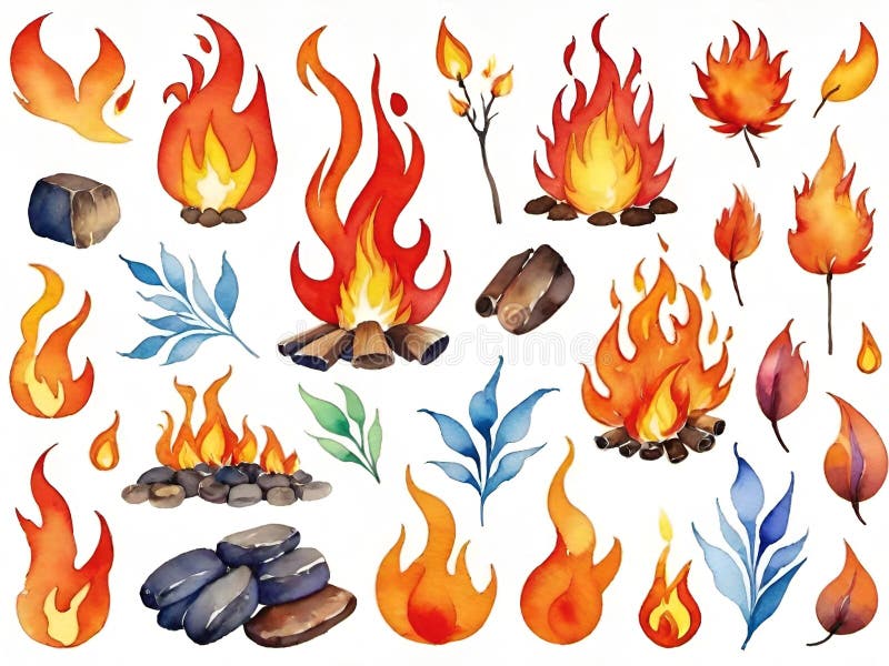 Burning Fire Collection, Cartoon Illustration Stock Illustration ...