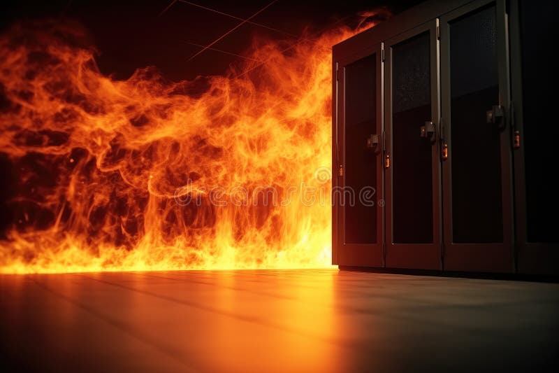 Burning Fire in Dark Room, Burned Out Stock Illustration - Illustration ...