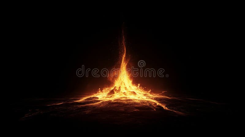 Burning Fire Erupting from Dark Ground at Night Stock Illustration ...
