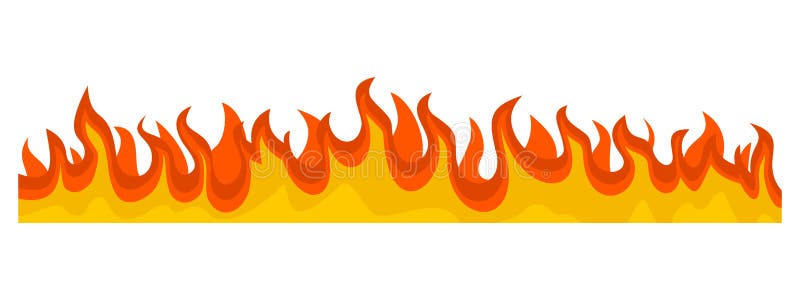 Burning Fire Flame Banner Horizontal, Flat Style Stock Vector ...