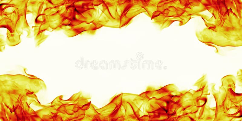 Burning Fire Flame Frame on White Background Stock Illustration ...