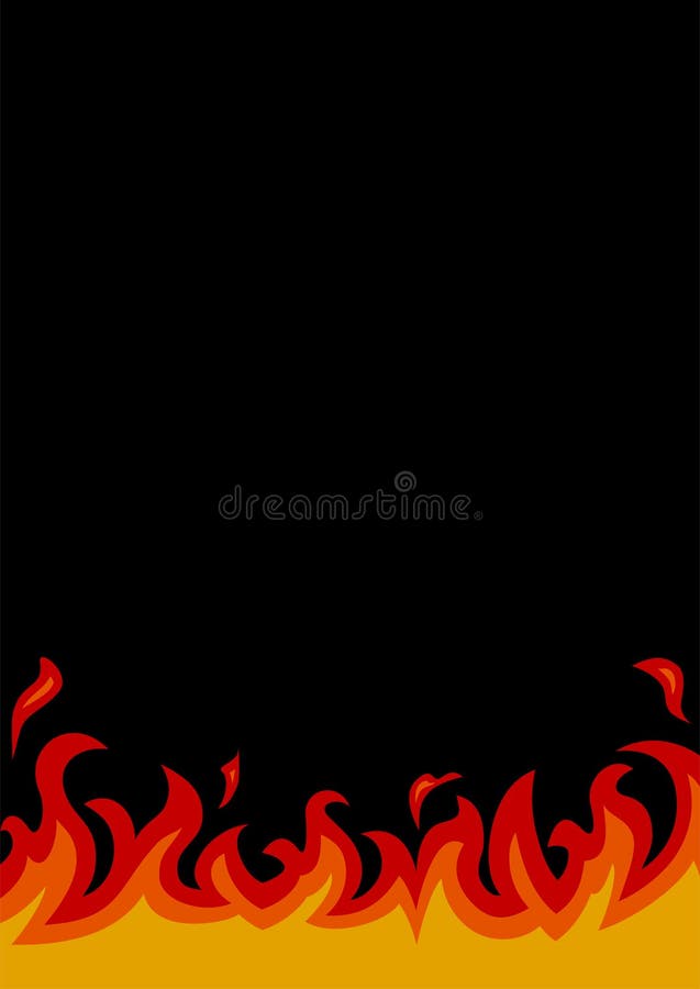 Burning Fire and Flames on Black Background Vector Illustration. A4 ...