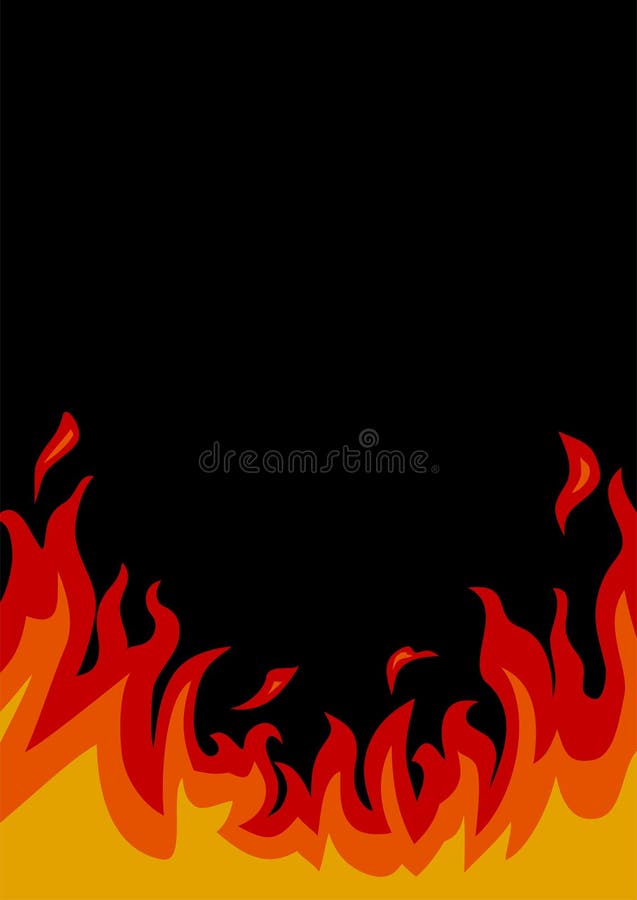 Burning Fire and Flames on Black Background Vector Illustration. A4 ...