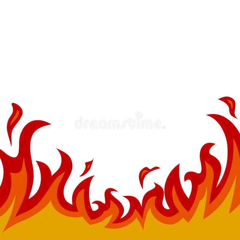Burning Fire and Flames on White Background Vector Illustration. Square ...