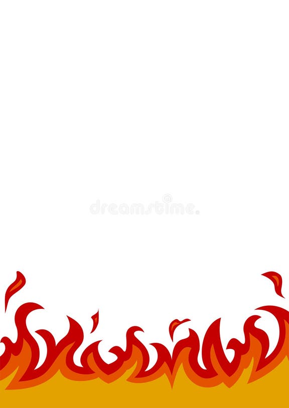 Burning Fire and Flames on White Background Vector Illustration. A4 ...