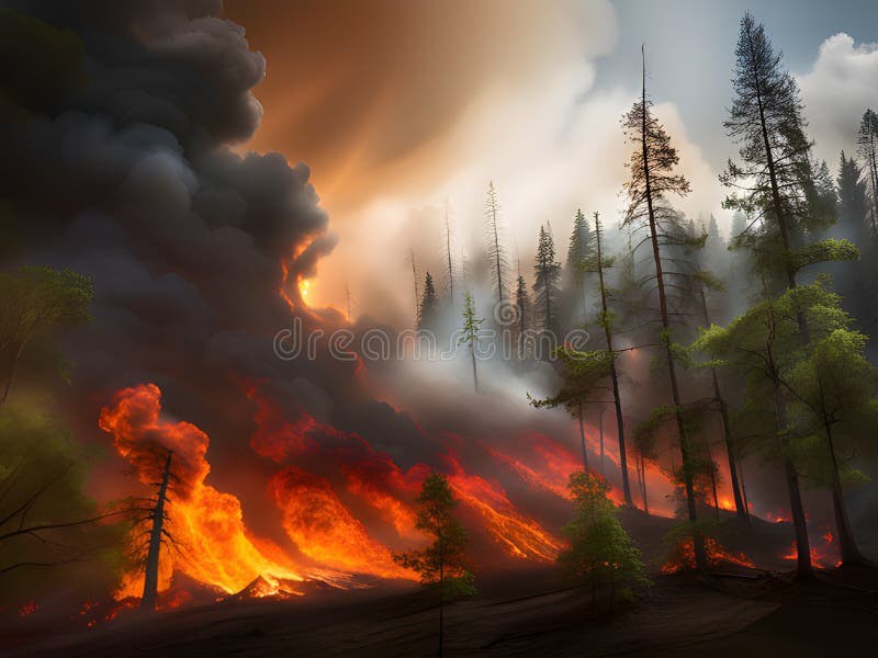 Burning fire in the forest stock illustration. Illustration of wood ...