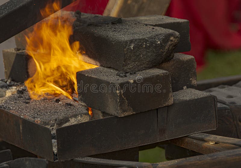 A Burning Fire in a Forge for Forging Iron Products Stock Image - Image ...
