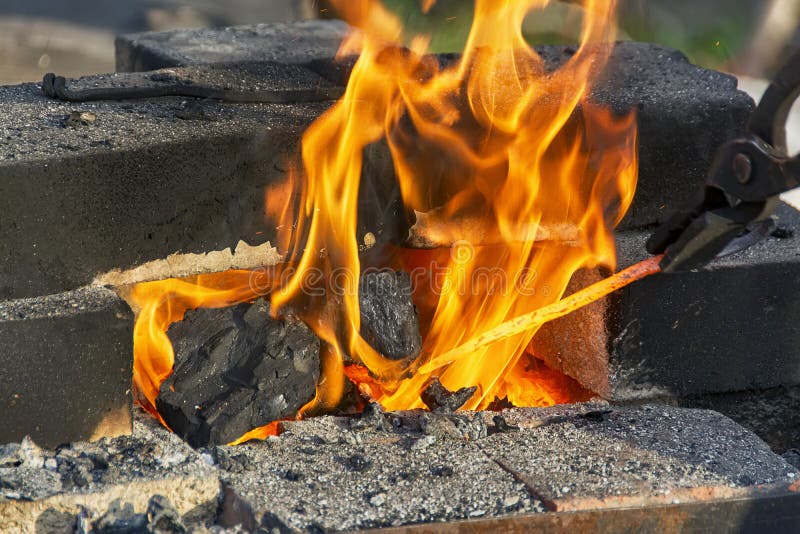 A Burning Fire in a Forge for Forging Iron Products Stock Photo - Image ...