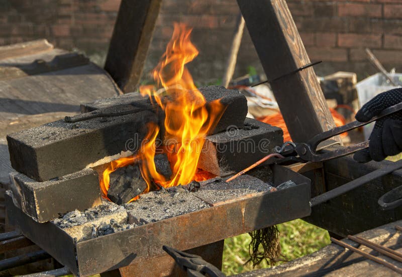 A Burning Fire in a Forge for Forging Iron Products Stock Image - Image ...